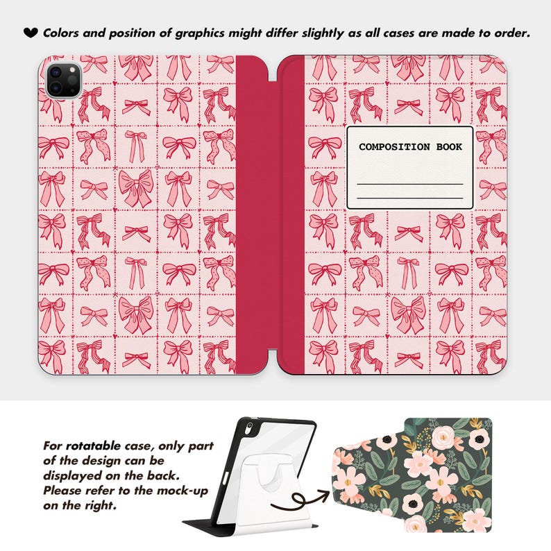 Custom Pink Cute Composition Book iPad Case iPad Pro 13 12.9 11 Air7 M3 ...