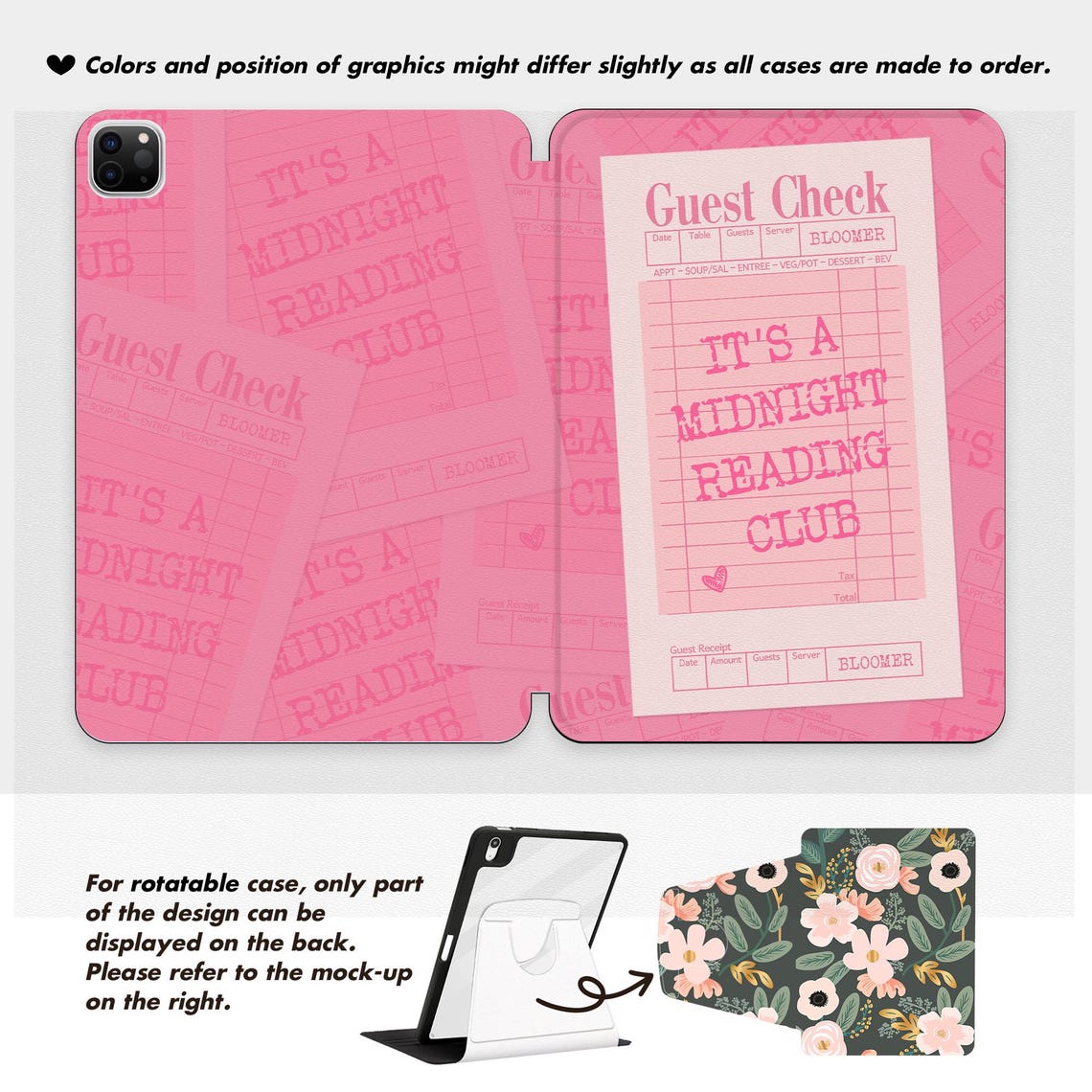 Personalized Hot Pink Guest Check iPad Case iPad Pro 13 12.9 11 Air6/7 ...