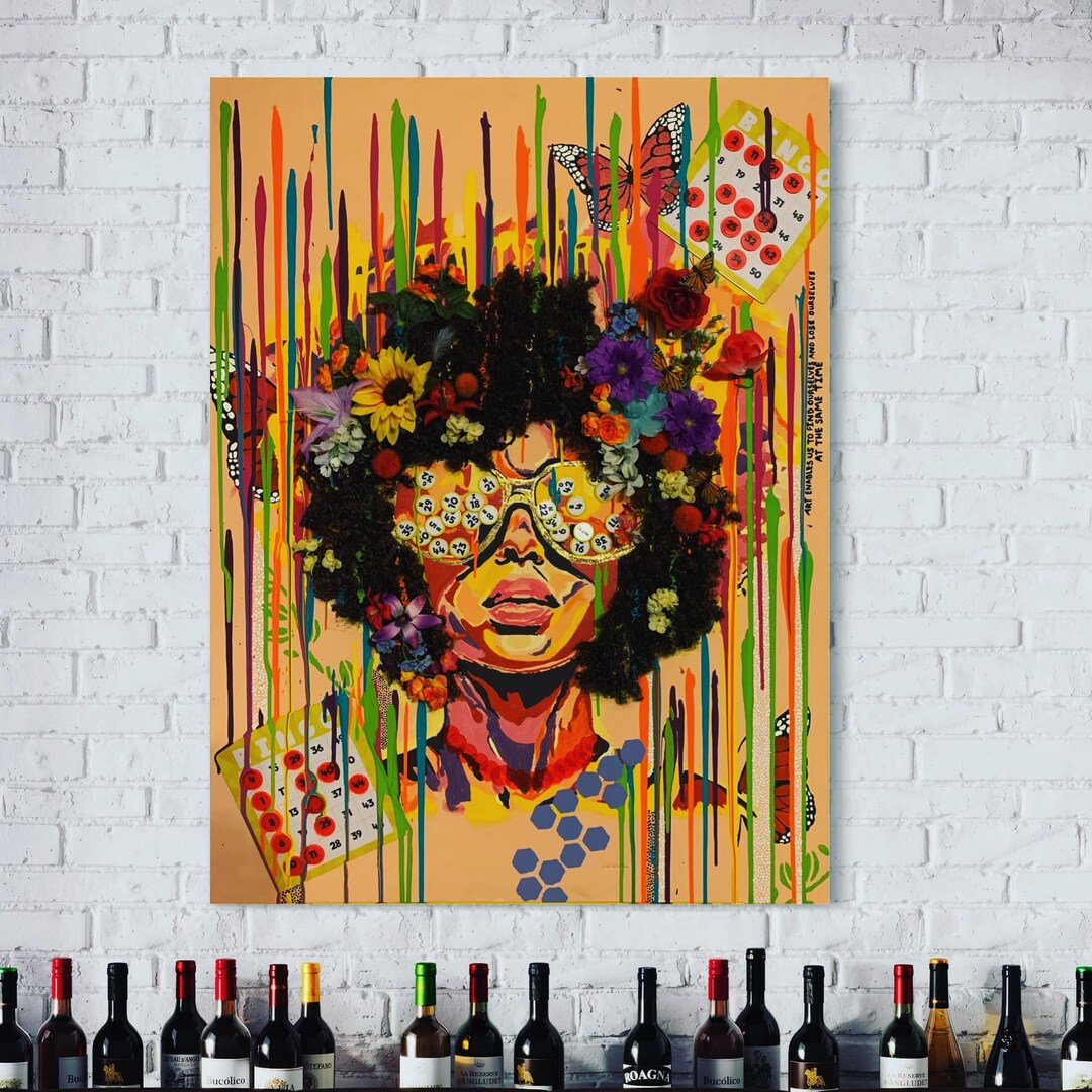 Abstract Women With Afro Acrylic Painting - Etsy