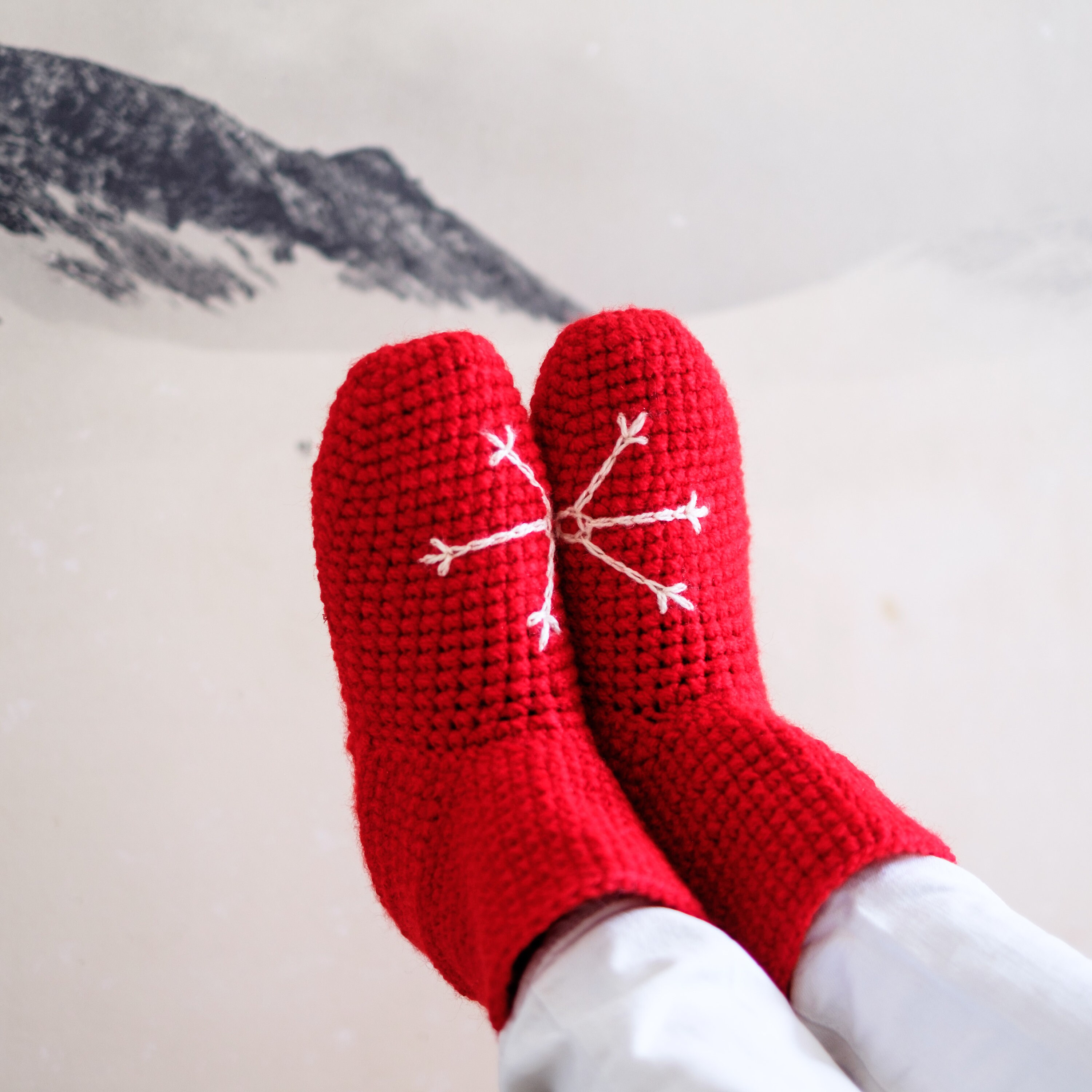 Slipper Socks With Snowflake Design Plum Navy Grey Bright - Etsy