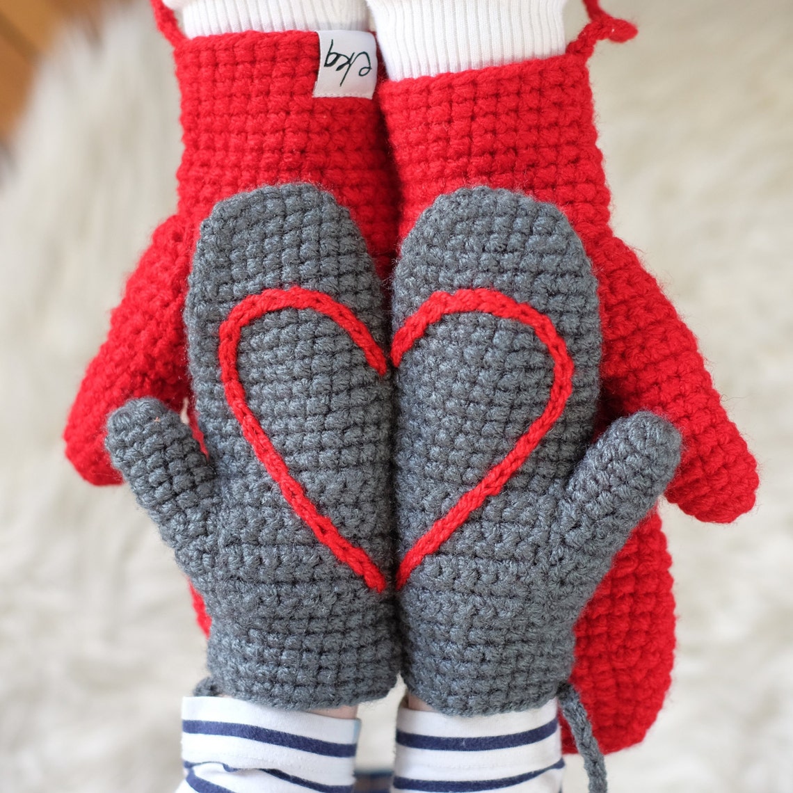 Daddy and Me Handmade Heart Mittens on A String - Etsy