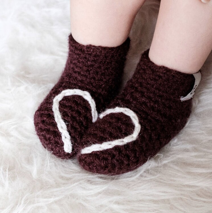 Heart Baby Booties Handmade Crochet - Etsy