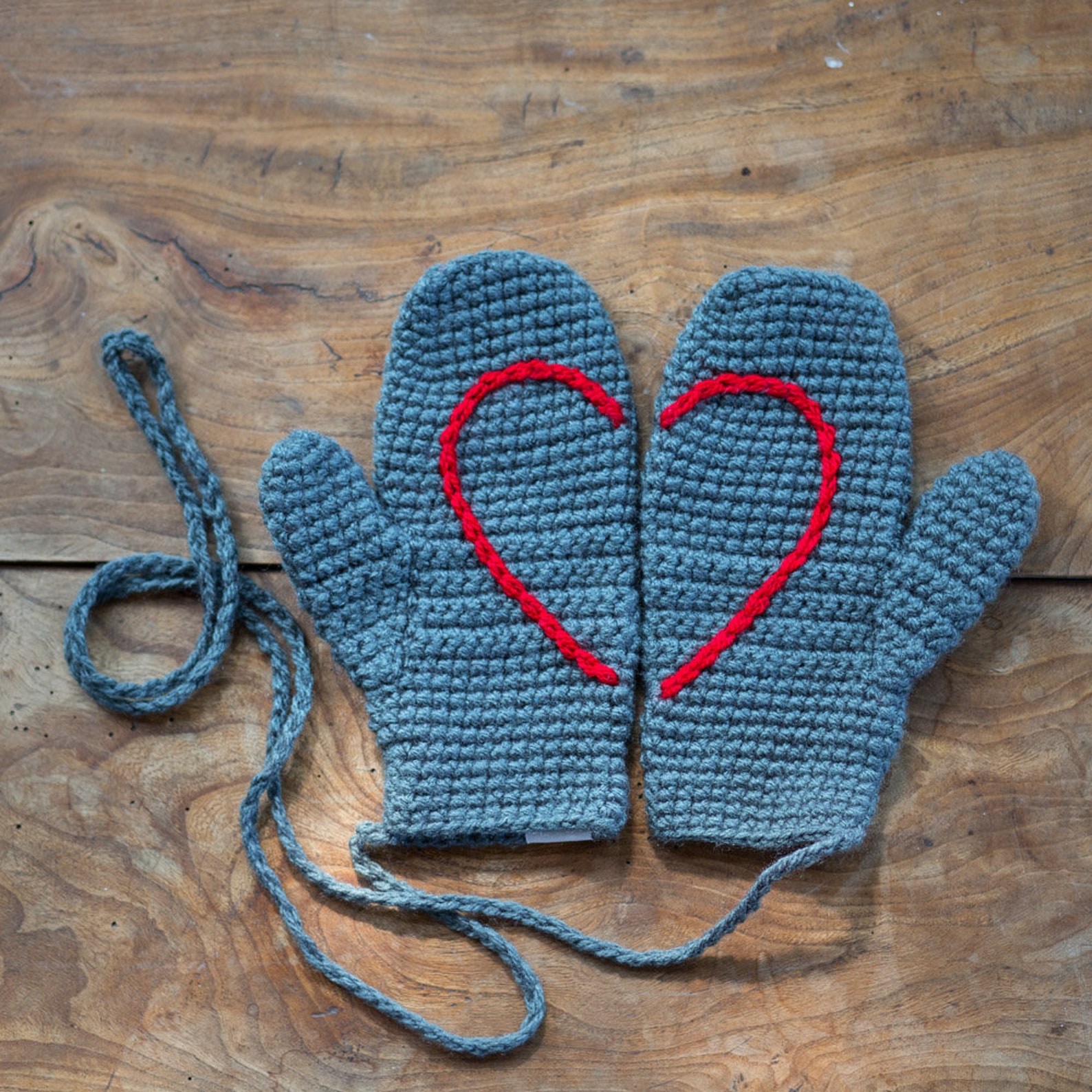 Daddy and Me Handmade Heart Mittens on A String - Etsy