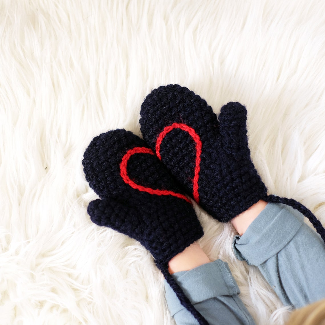 Mittens With Heart for Adult Baby and Child - Etsy