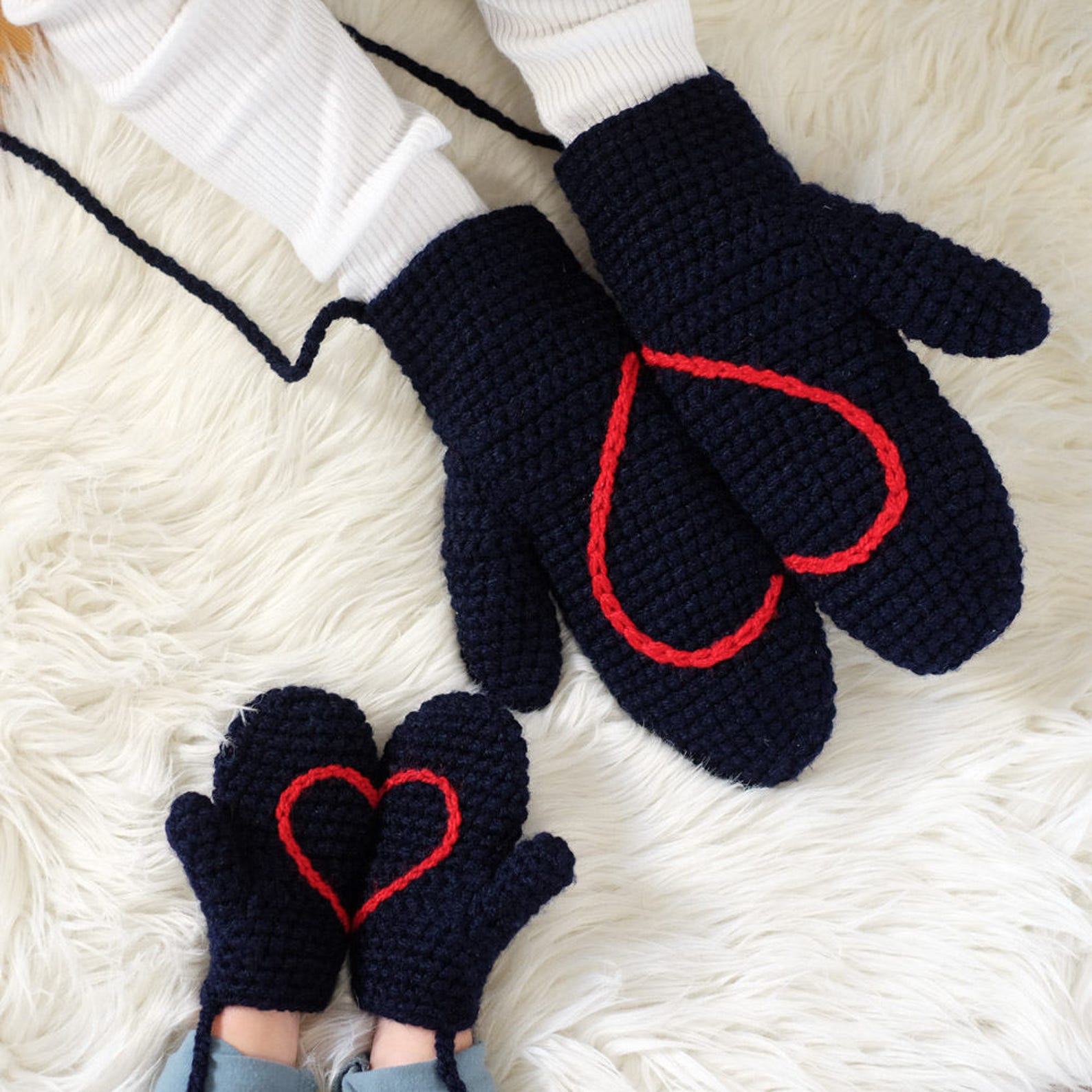 Mittens With Heart for Adult, Baby and Child - Etsy