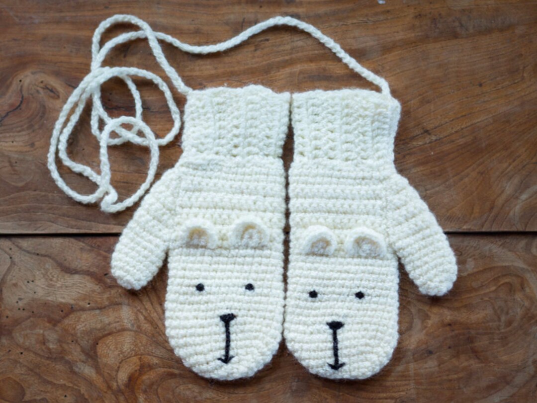 Adult Animal Mittens With String - Fox, Rabbit, Wolf, Badger, Polar ...