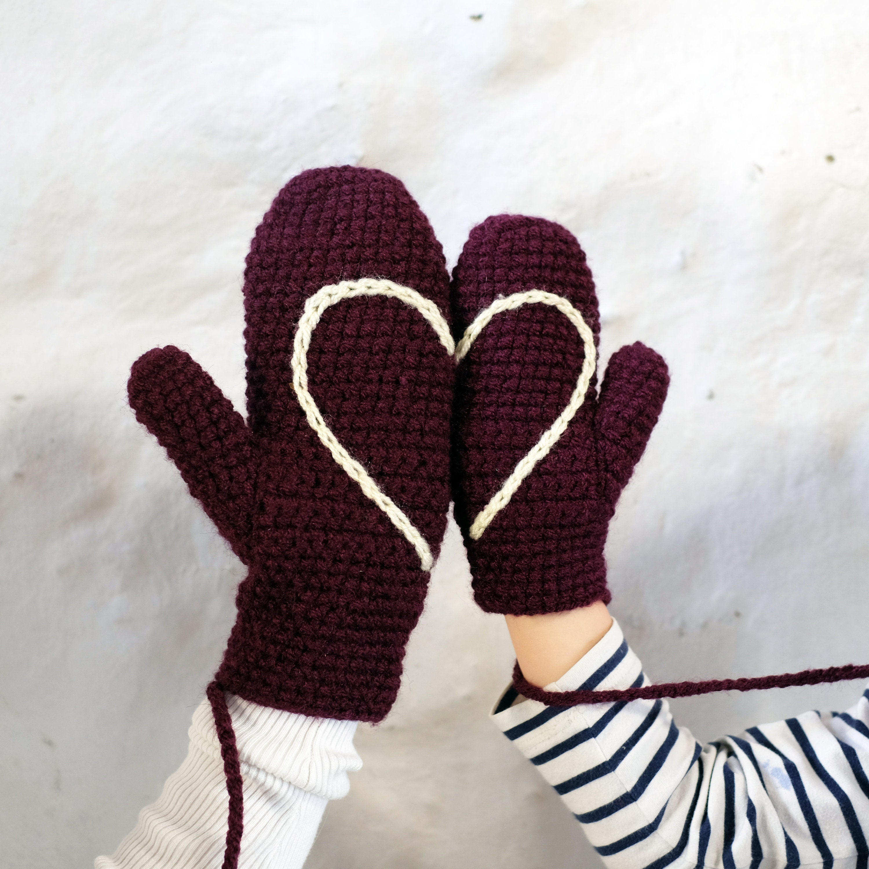 Daddy and Me Handmade Heart Mittens on A String - Etsy