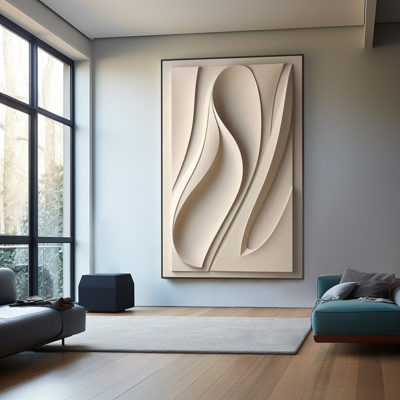 Wave Shaped 3D Visual Wooden Decorative Art Wall Abstract Splicied - Etsy