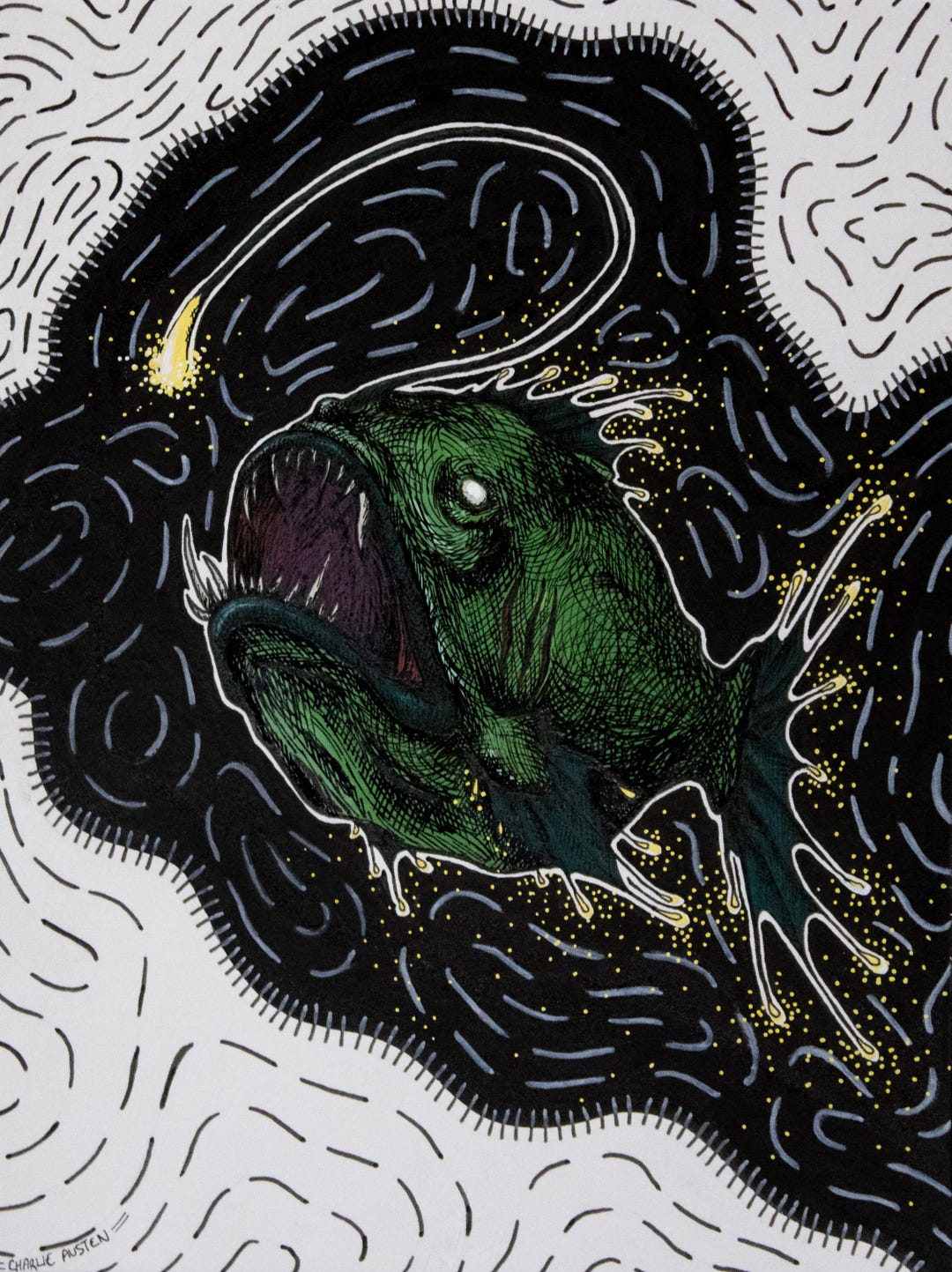 Handmade Horror Illustration angler - Etsy