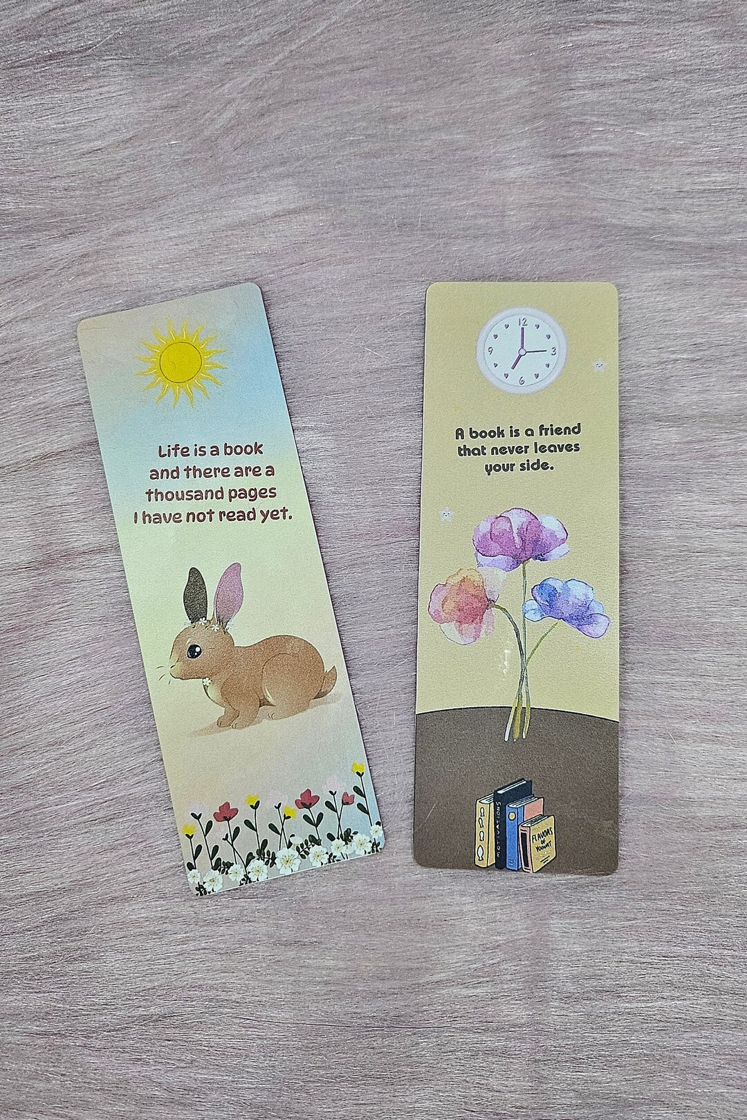 Flower Bookmark Bunny Bookmark Sun Bookmark Clock Bookmark Set of 2 ...