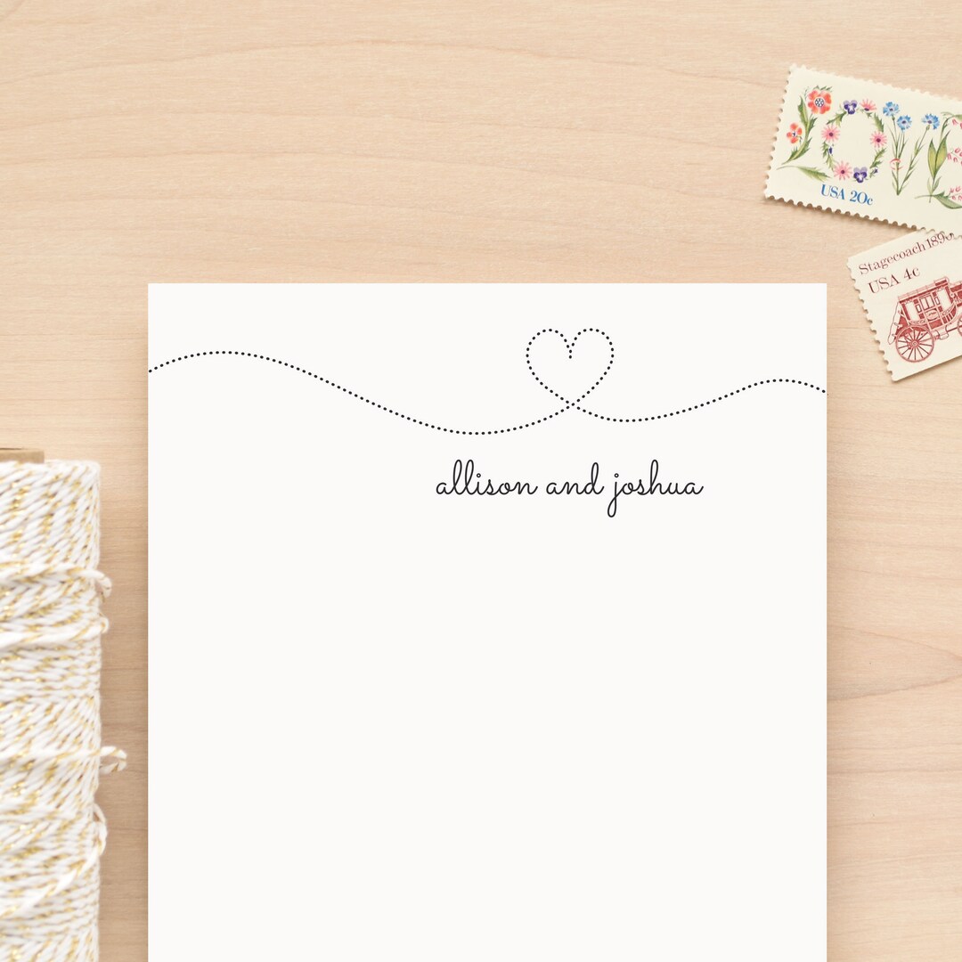 SMITTEN Personalized Notepad - Couples Wedding Notepad, Heart ...