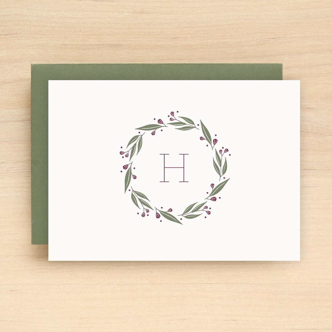 Monogram Stationary Set Personalized Monogram Stationery Set WREATH ...