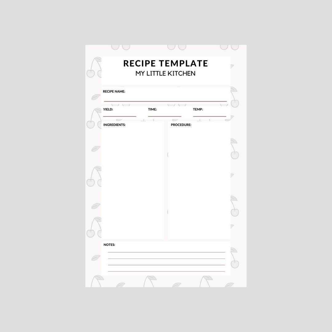 Editable Template Recipe Template Recipe Card Template Meal Planner ...