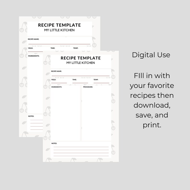 Editable Template Recipe Template Recipe Card Template Meal Planner ...