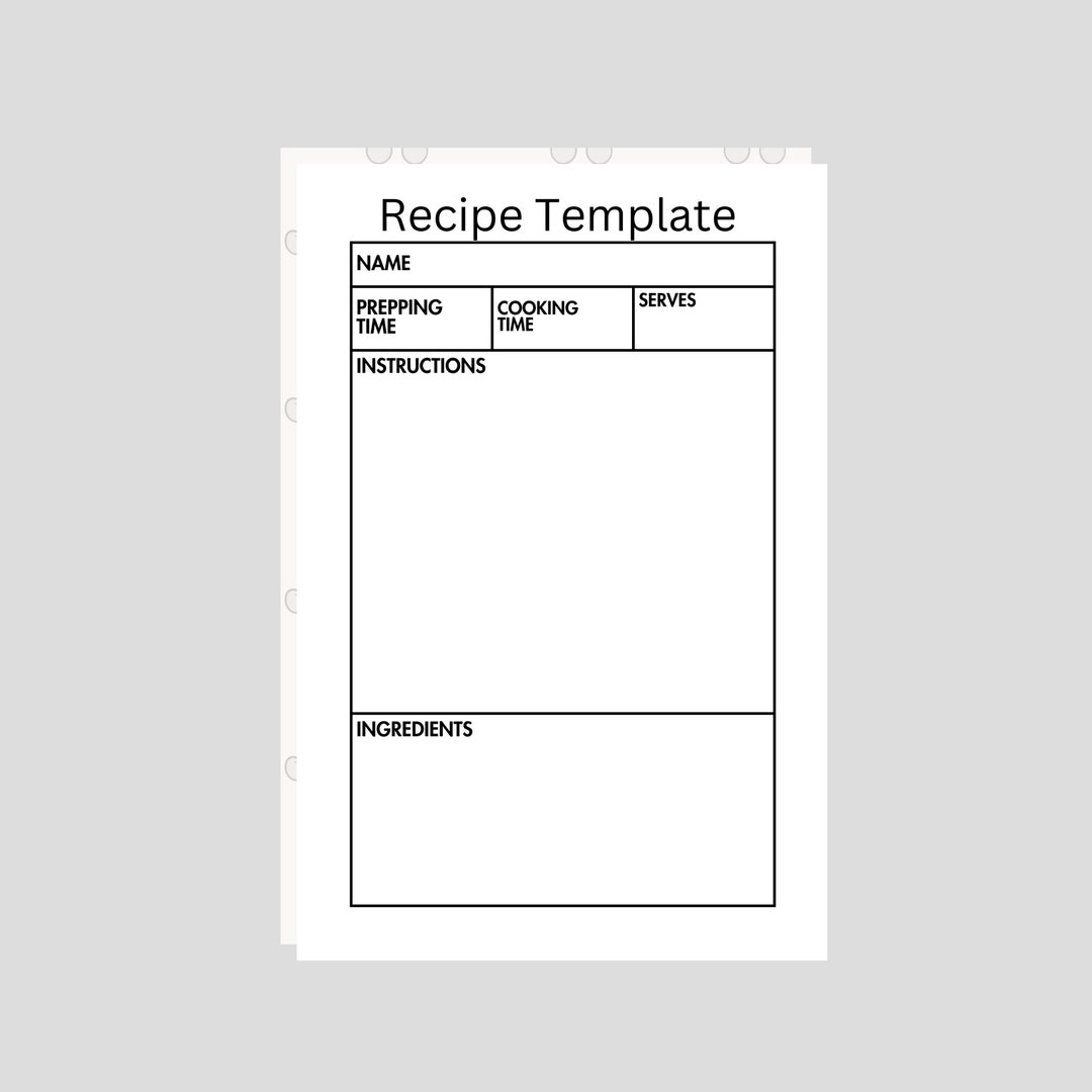 Recipe Page Editable Recipe Template Printable Recipe Page Recipe PDF ...