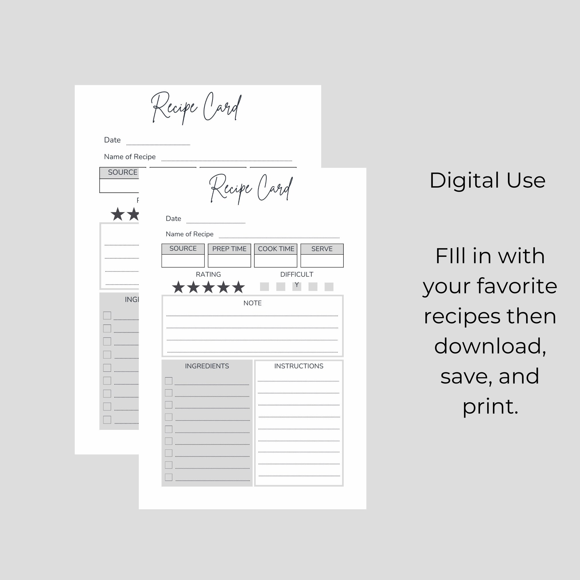 Recipe Template/editable Recipe Template/recipe Ebook/food Blogger ...