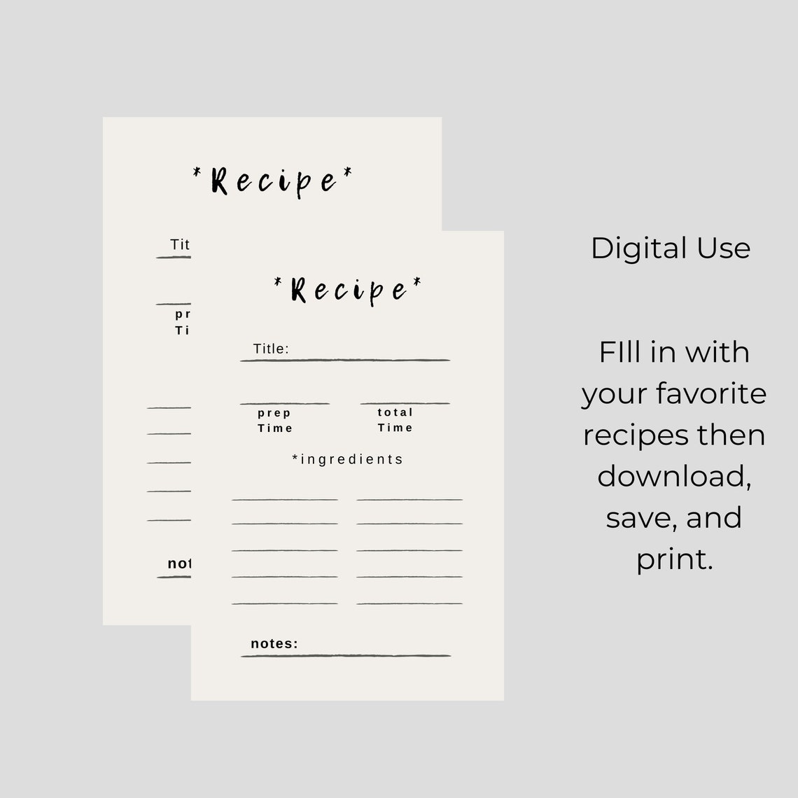 Editable Recipe Sheet Template/editable Recipe Template/recipe Book ...