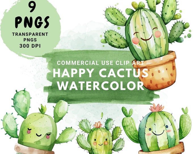 Clipart Cute Cactus Watercolor 3 JPEG - Etsy Canada