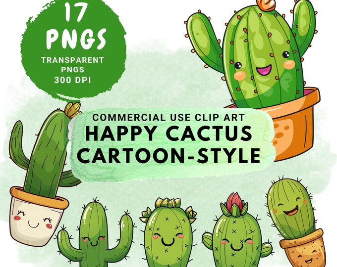 10 Cactus Clipart Bundle, PNG & JPG, Printable Patchwork Cacti ...
