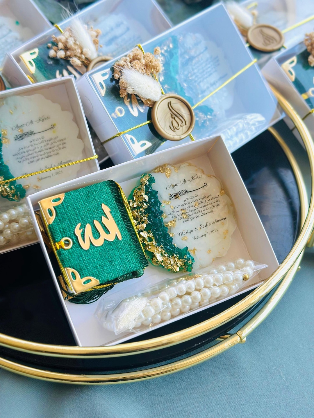 Personalized Velvet Mini Quran & Tasbeeh Set ,islamic Baby Shower ...