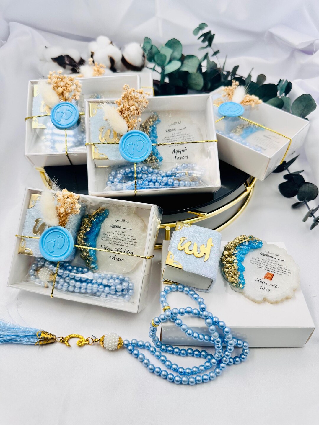 Personalized Velvet Mini Quran & Tasbeeh and Epoxy Magnet Set, Islamic ...