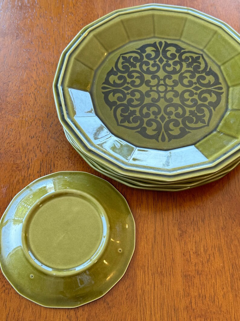 Homer Laughlin Bravado Olive Green Dover Chop Plate and Bread Plate Set ...