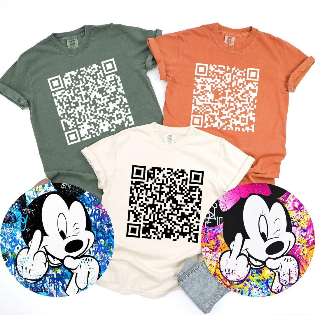 Disney Mickey and Minnie Fuck off QR Code Comfort Colors® Shirt, Fuck ...