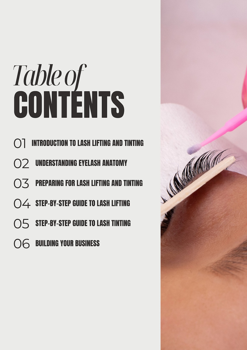 Lash Lift Training Editable Guide Lash Lift and Tint Training Manual ...