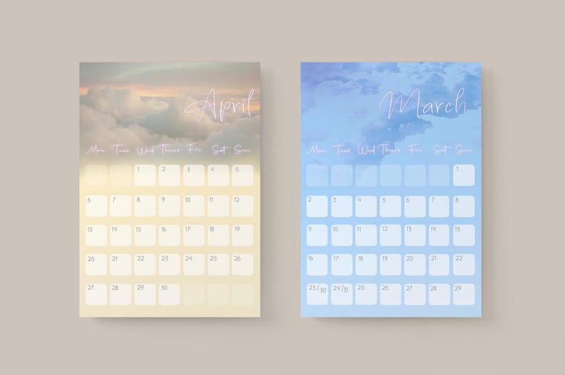 2026 Printable Calendar | Dreamy Monthly Planner | Ethereal Pastel ...