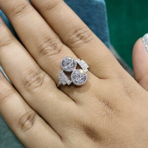 1920s Moissanite Diamond Art Deco Ring Two Stone Vintage Engagement ...