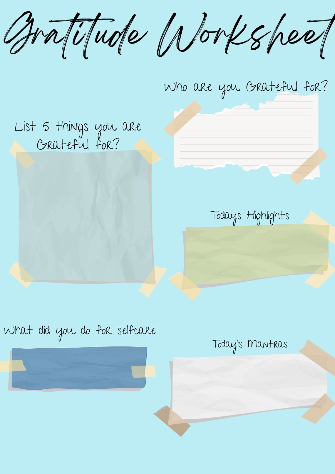 Gratitude Worksheet PDF - Etsy