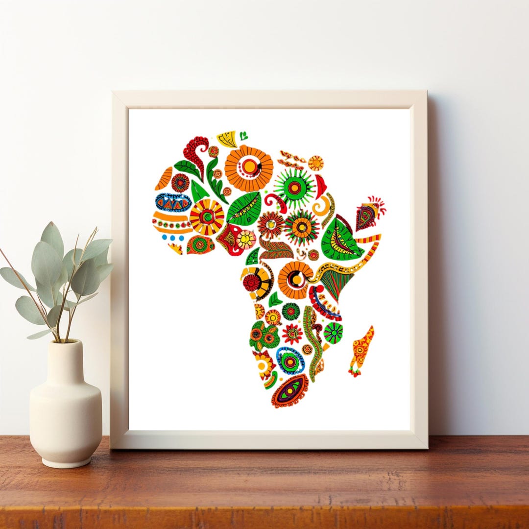 Vibrant African Continent Silhouette With Intricate Patterns - Colorful ...