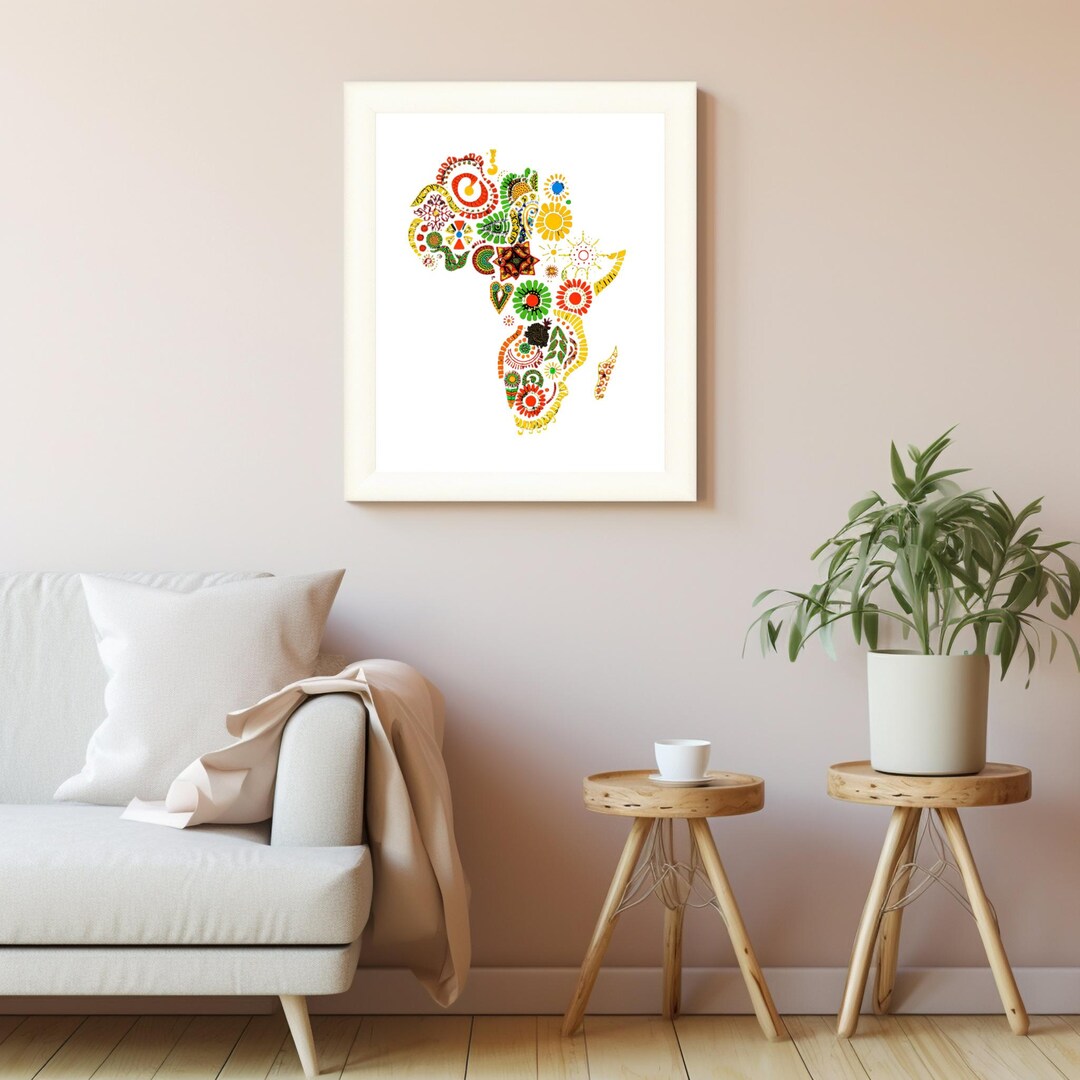 Vibrant African Continent Art With Intricate Patterns and Colors ...