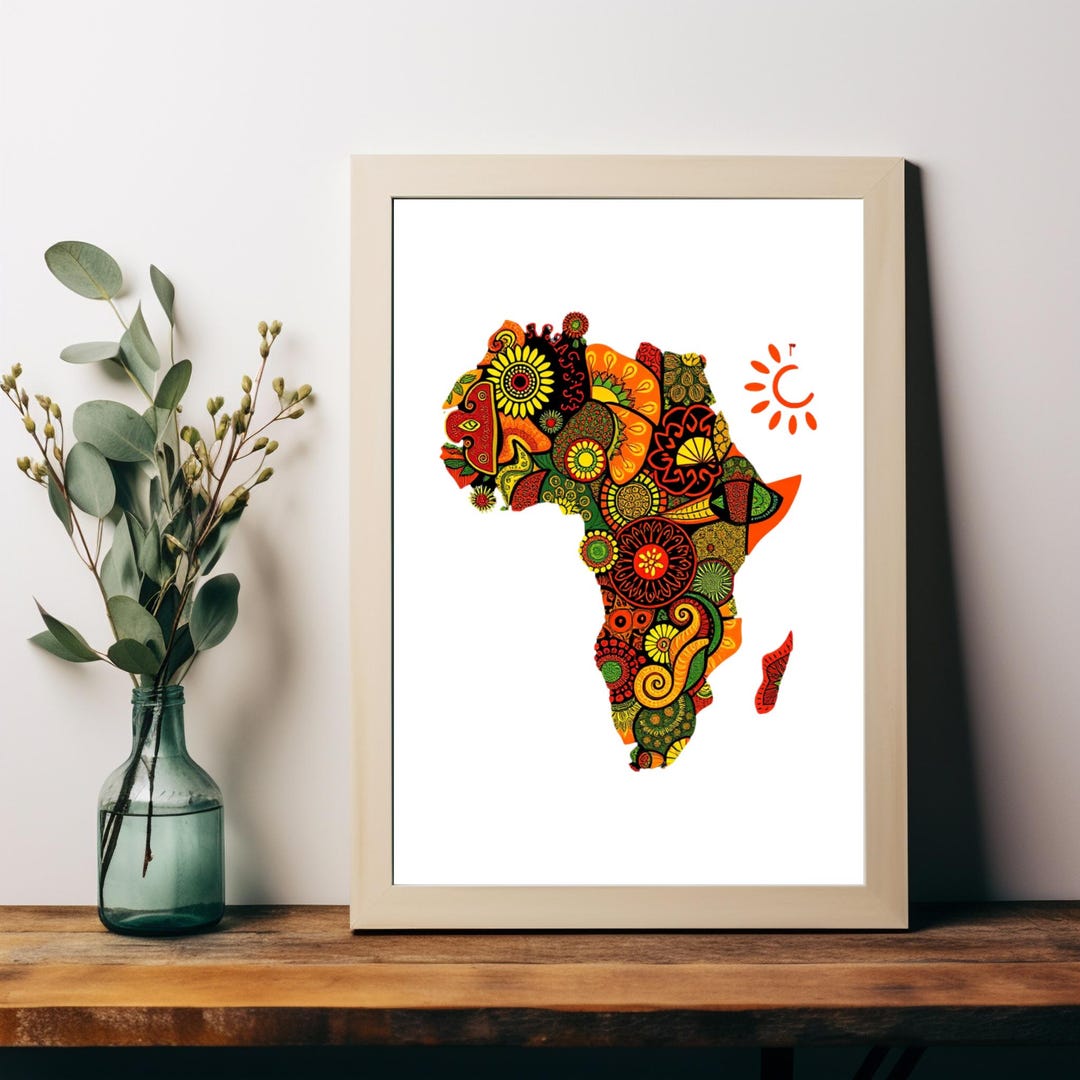 Vibrant African Continent Art - Colorful Patterns and Wildlife ...