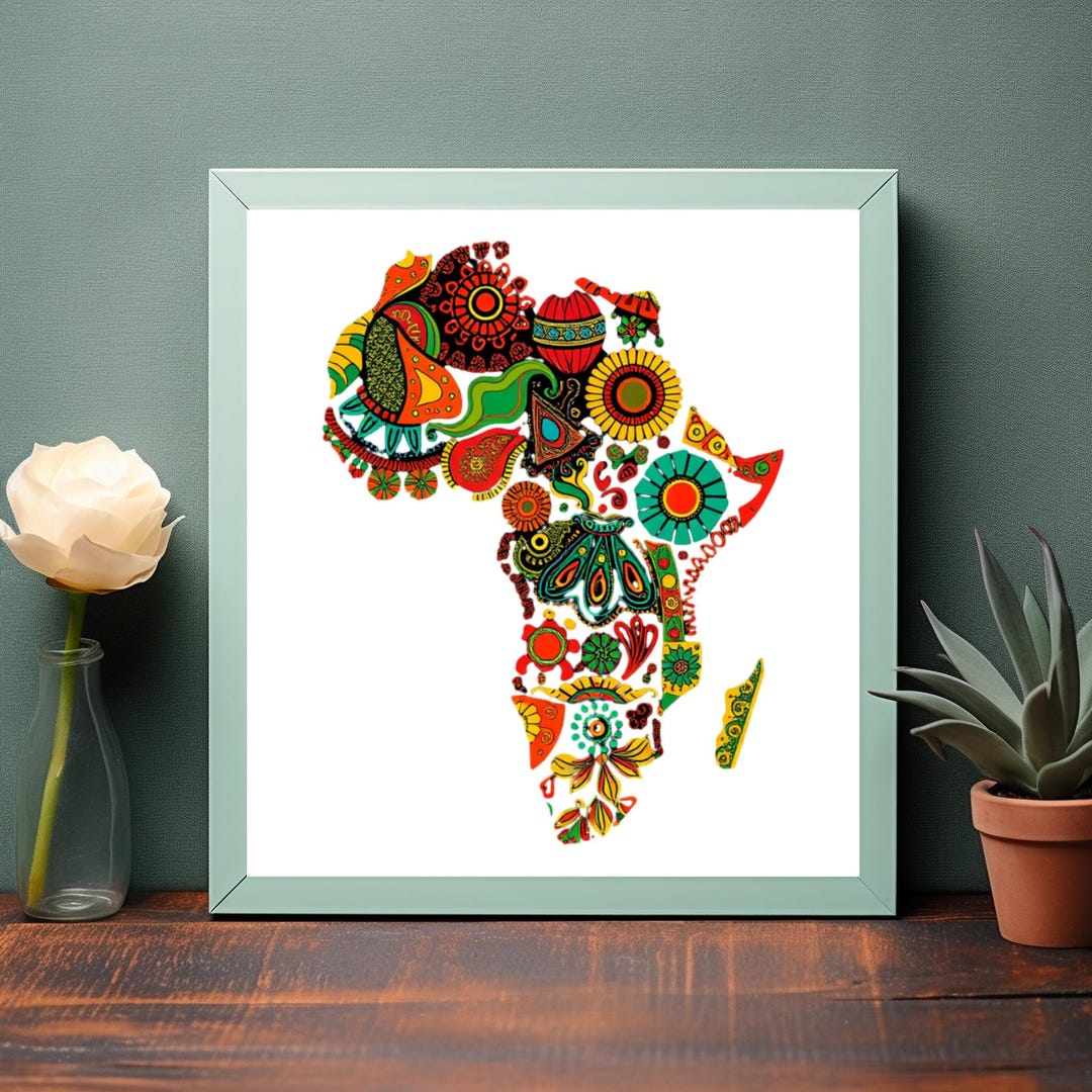 Vibrant Stylized African Continent Art With Intricate Patterns and ...