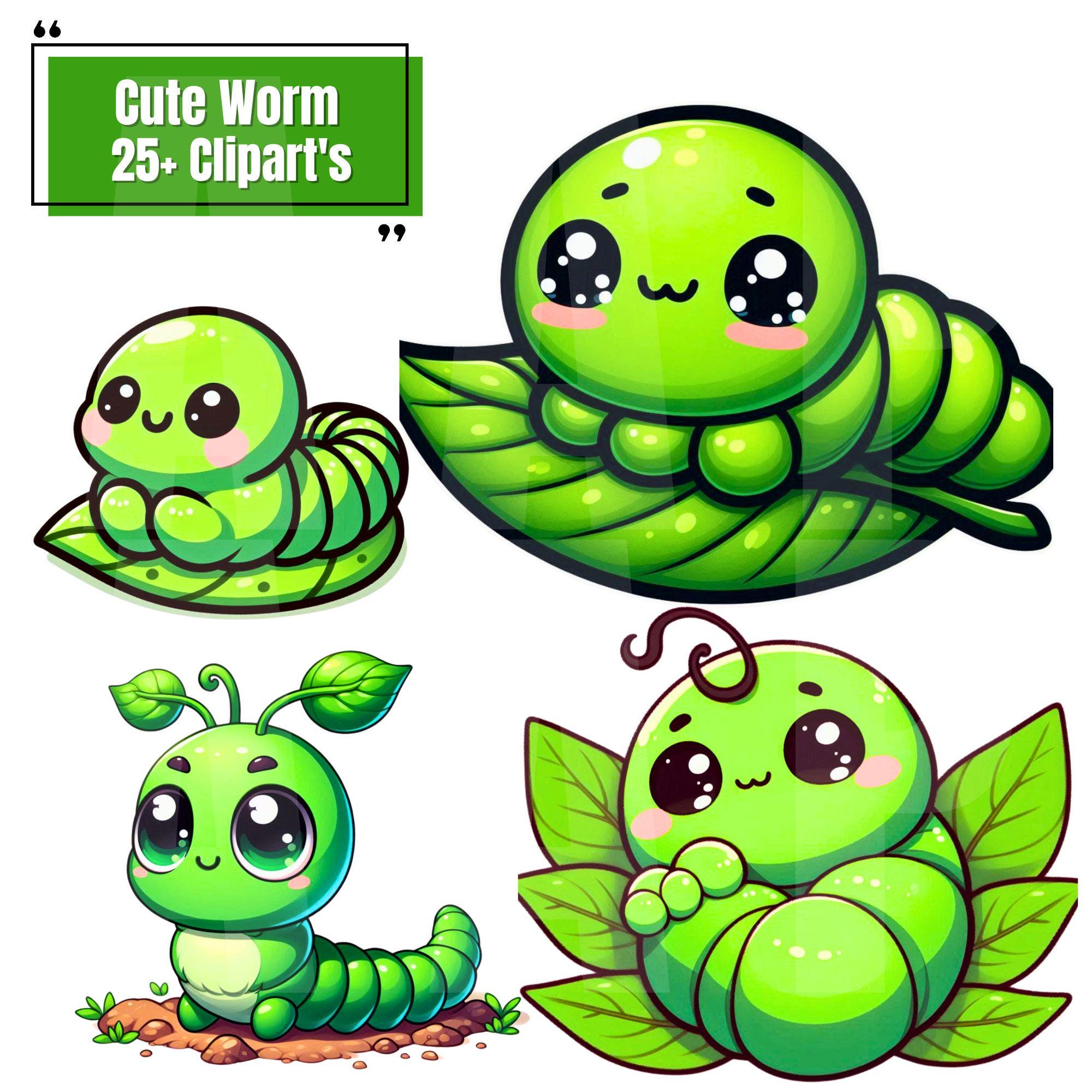 Cute Worm Watercolor Clipart, Worm Png, Spring Insect, Bookworm Clipart ...