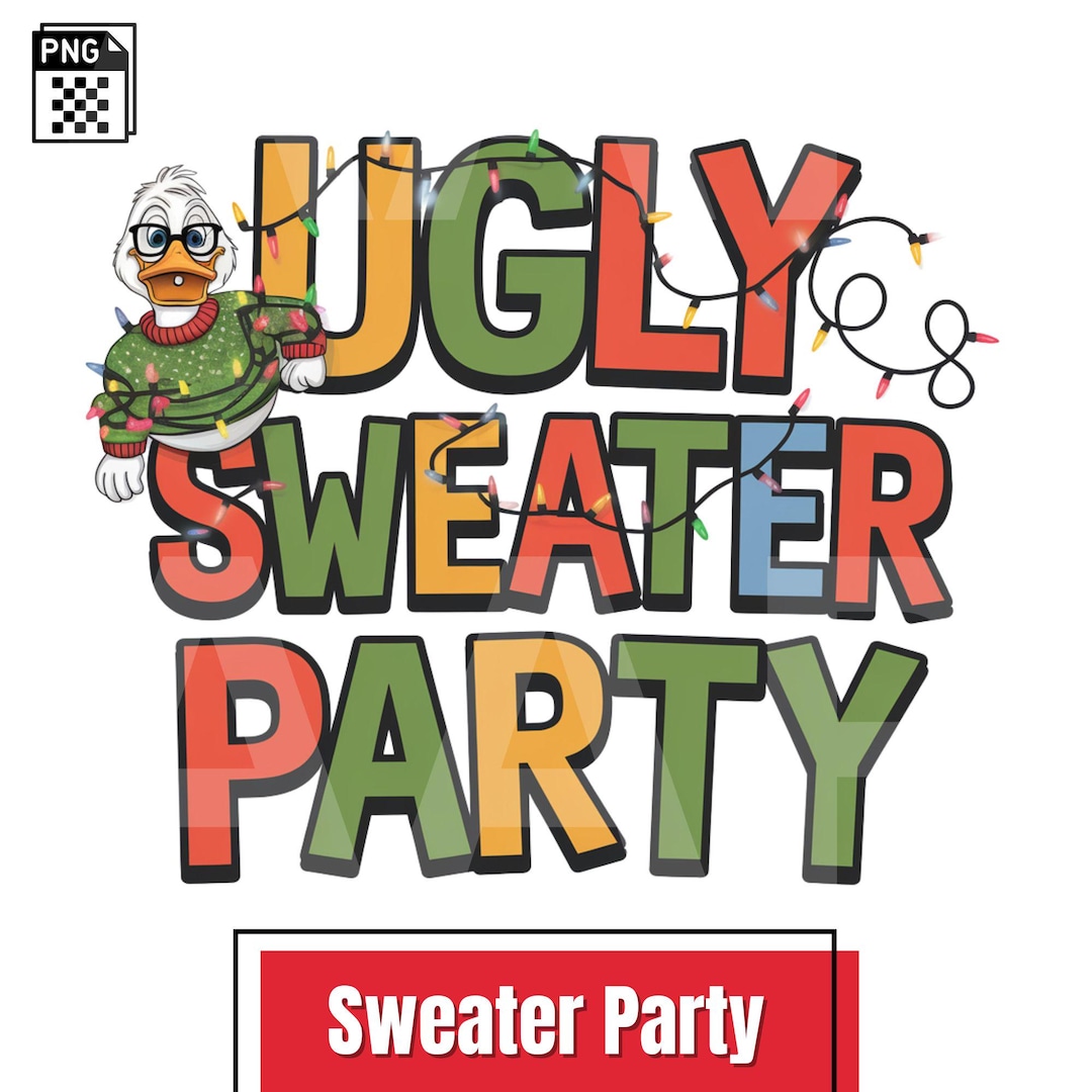 Ugly Sweater Party Clipart, Christmas Invitation, Duck Clipart ...