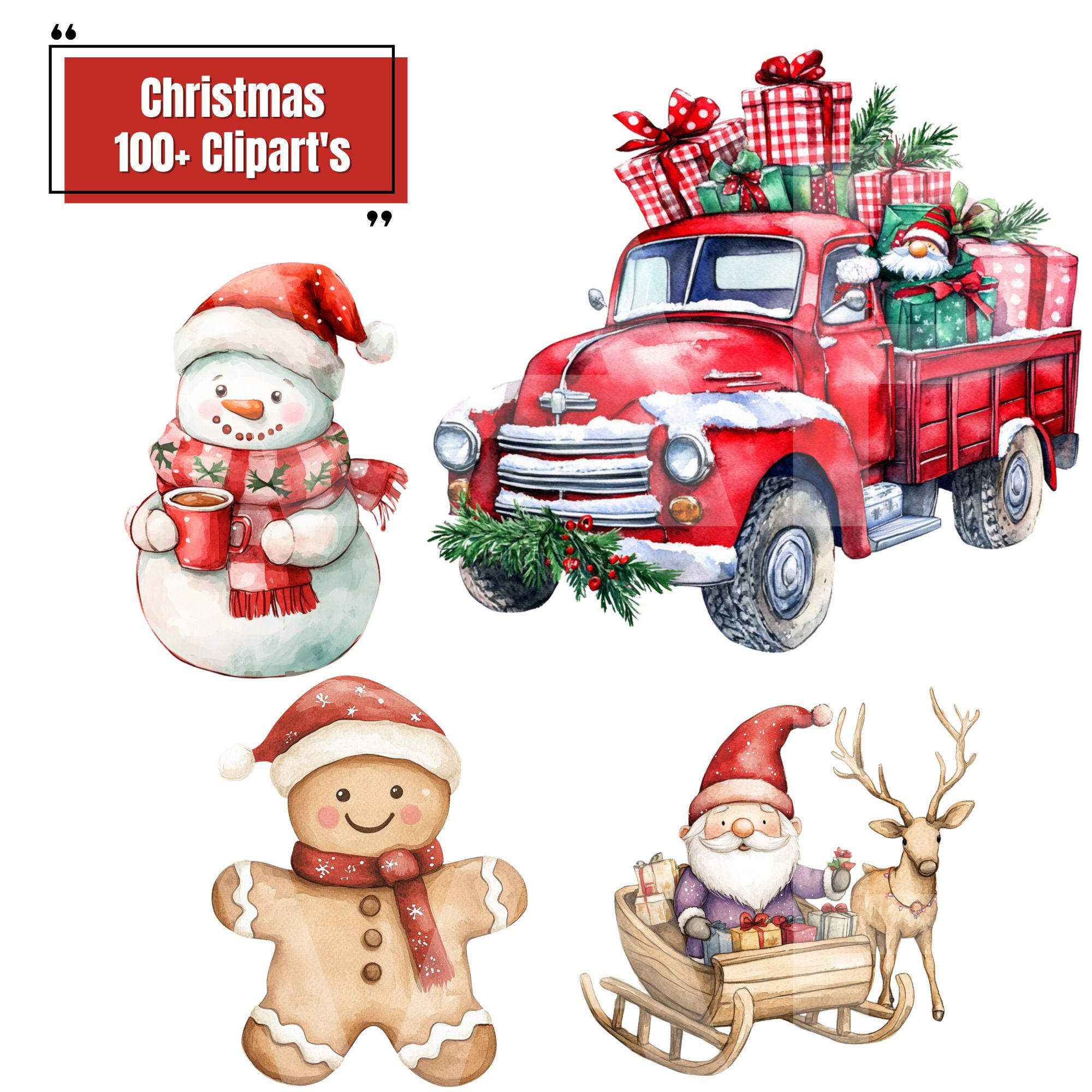 Watercolor Christmas Clipart Bundle, Holiday Clipart, Digital Paper ...