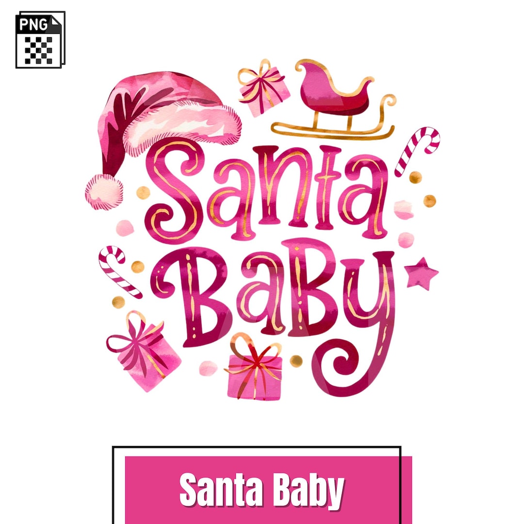 Santa Baby Clipart, Pink Santa Art, Holiday Cheer PNG, Christmas Baby ...