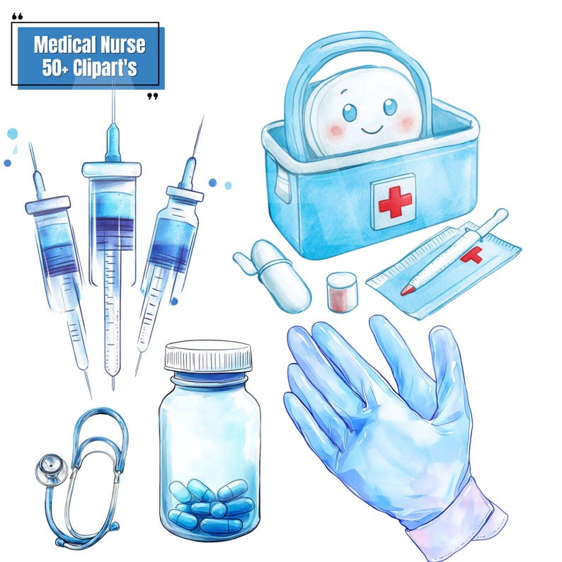 Nurse Clipart Bundle, Watercolor Medical Clipart Set, Healthcare ...