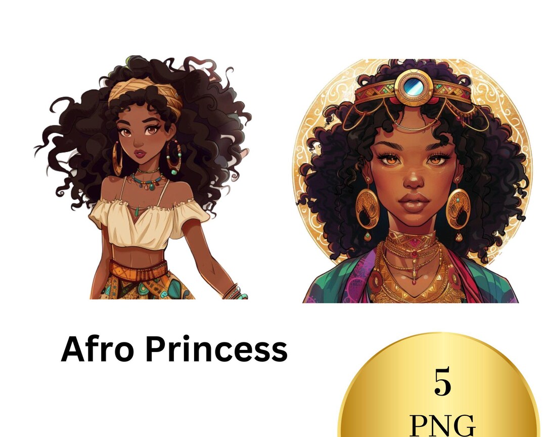 Princess SVG, Princess PNG, Cute Princess Clipart, Cute Afro Princess ...