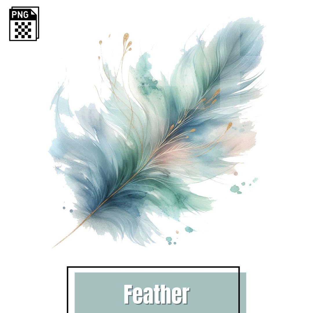 Watercolor Feather Clipart Feather PNG Boho Feather Png Spring Clipart Transparent Background ...