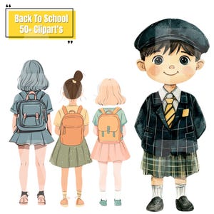 School Supplies Clipart Set, Retro School PNG, School Clipart Set ...