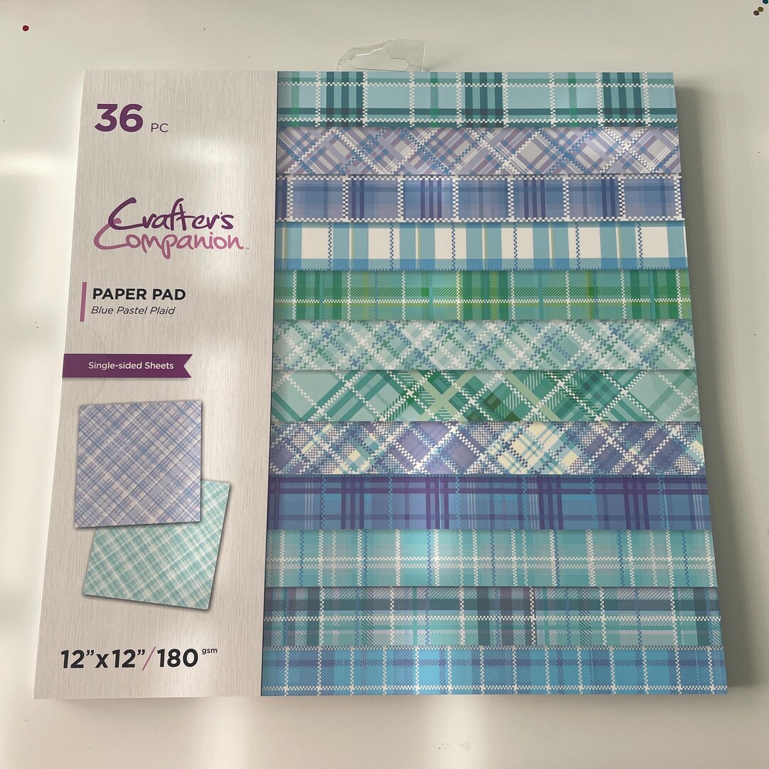 Crafters Companion Blue Pastel Plaid Cardstock Collection 12 by 12 - 36 ...