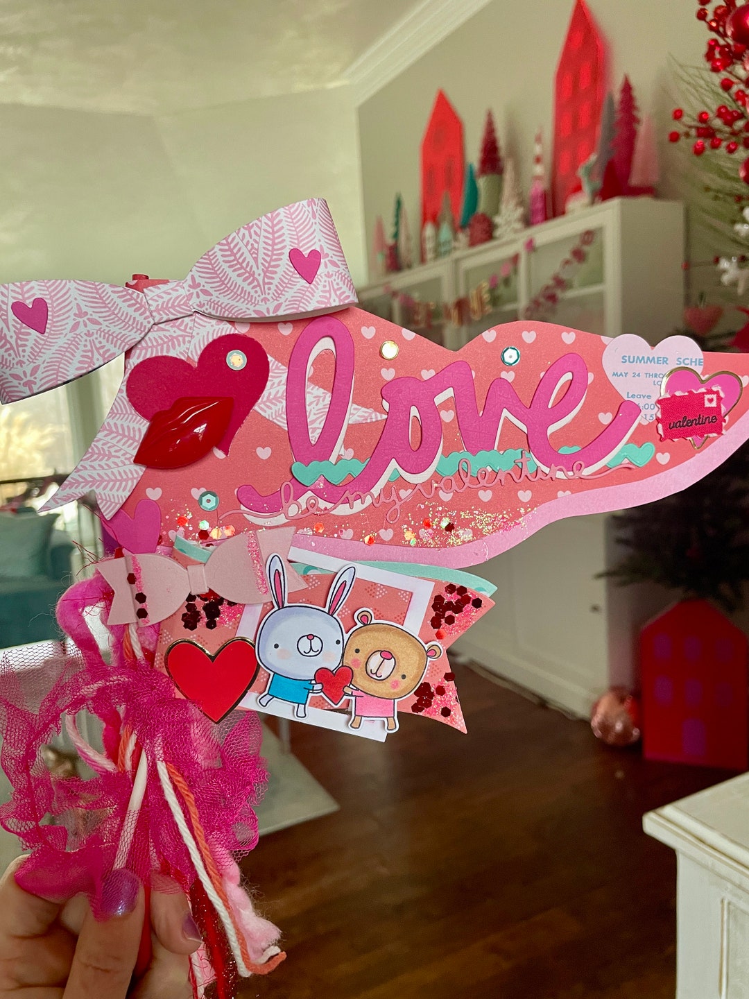Handmade Set of Two Valentine Flags, Valentine Pennants, XOXO Flag ...