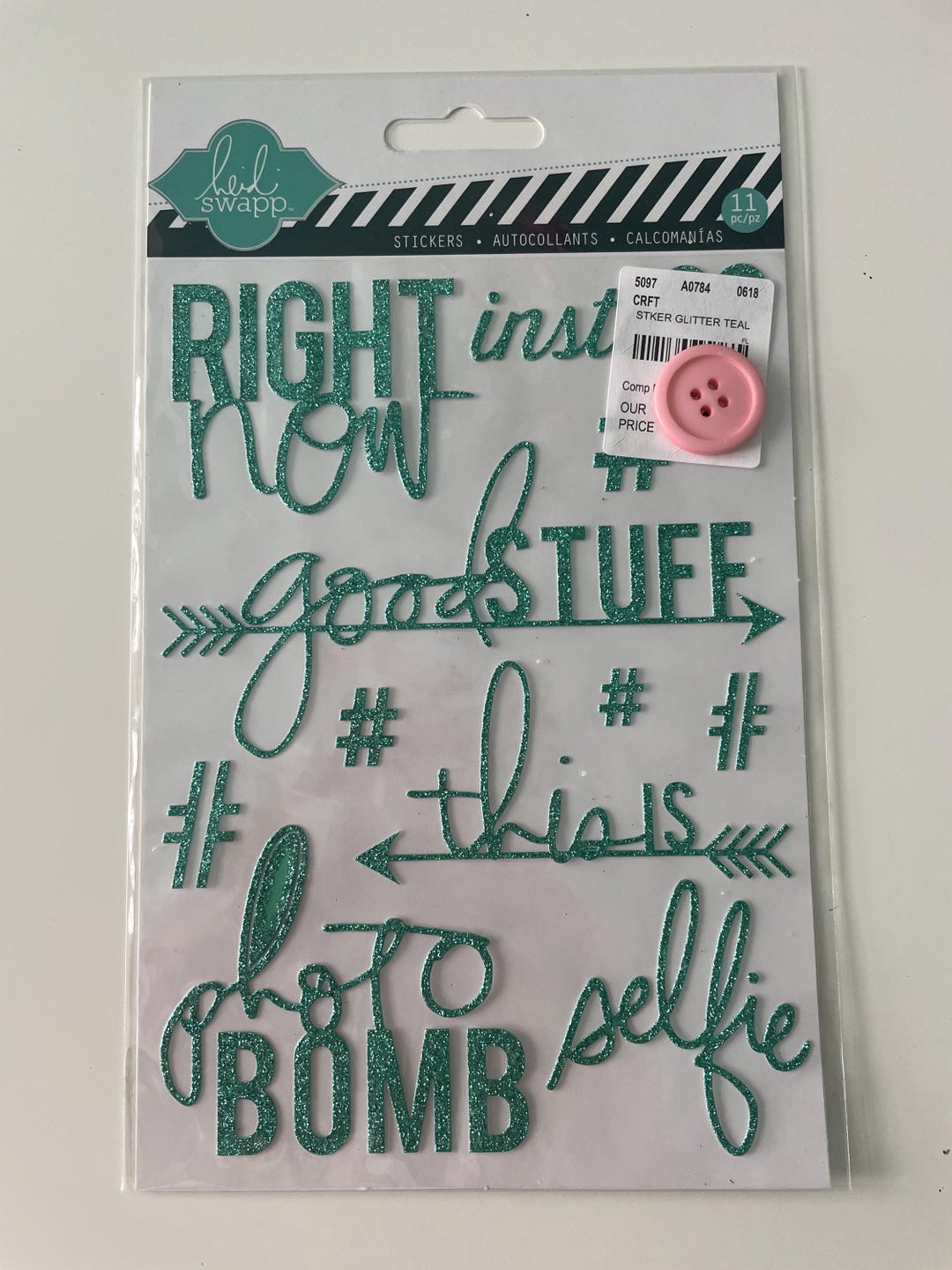Heidi Swapp - 11 Piece Glitter Stickers Word Accents Scrapbook & Card ...