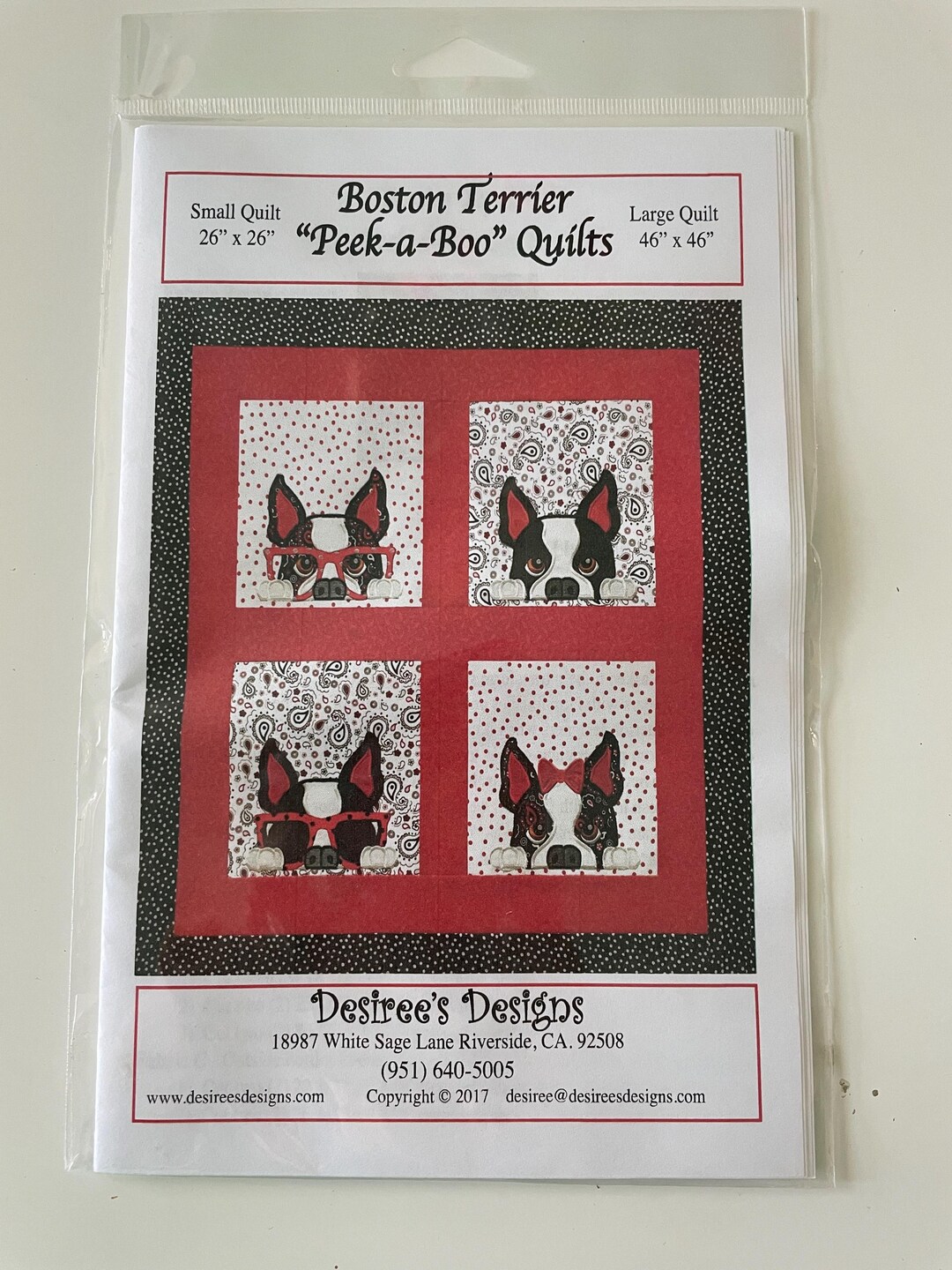 Desiree's Designs - Boston Terrier Peek-a-boo Quilt Dog Sewing Patterns ...