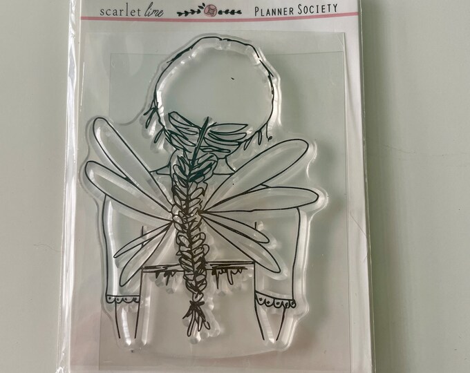 Scarlet Lime Planner Society - Girl Wings Braid Clear Acrylic Stamp - Etsy