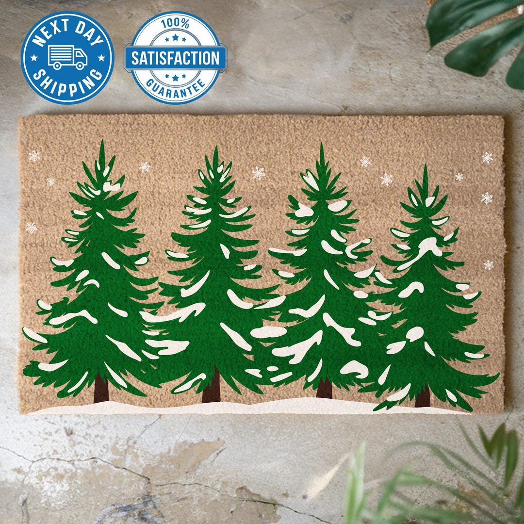 Winter Christmas Trees Doormat, Christmas Tree, Winter Home Decor ...