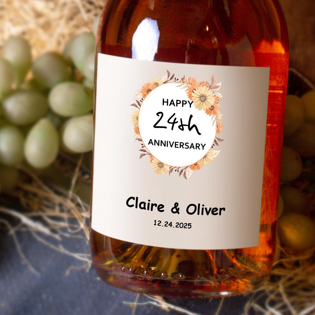 Happy Anniversary Wine Label, Wedding Gift, Wedding Wine Label, Gift ...